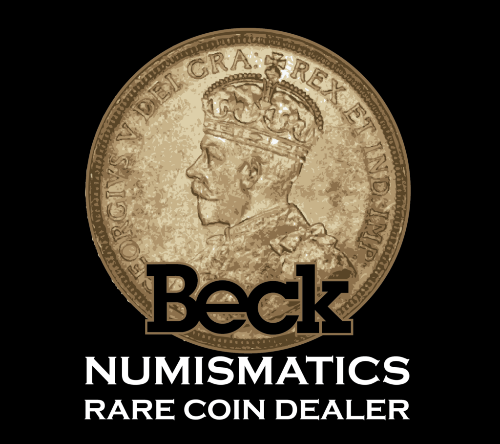 beck logo white text black ground – Beck Numismatics Rare Coin Dealers